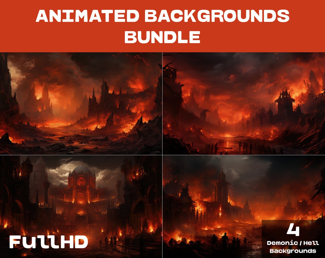 4 ANIMATED BACKGROUNDS | Demonic Hell Background | Netherworld Looped ...