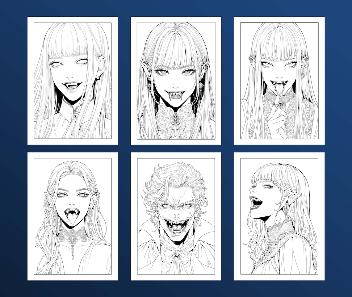 ANIME "vampires" Coloring Book of Girls, Boys, Vampires, Dracula ...