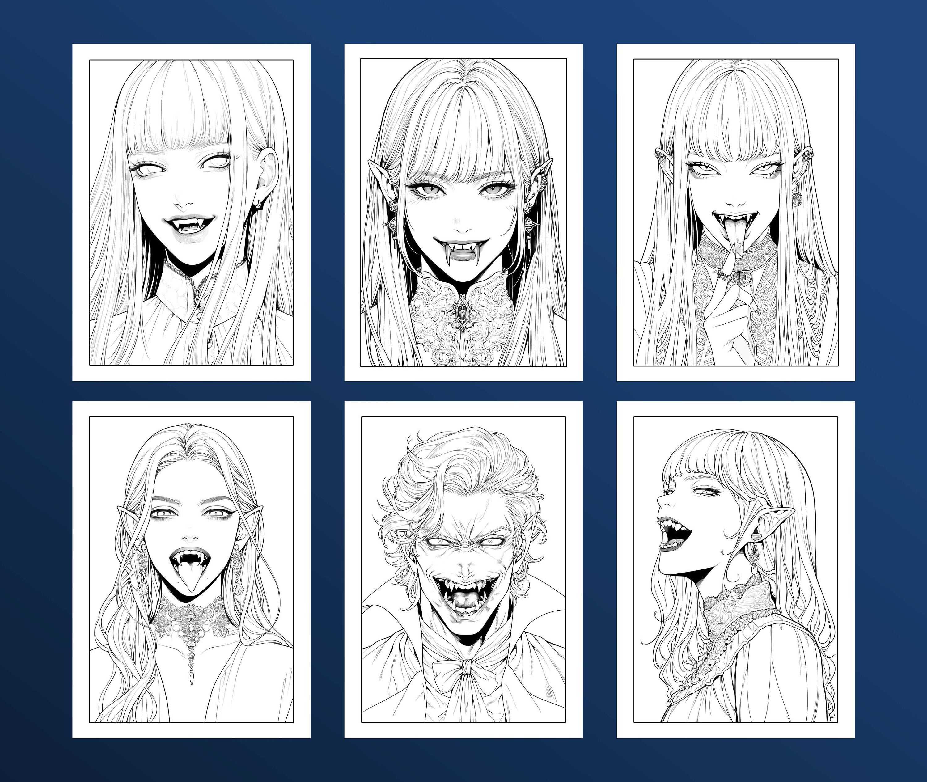 ANIME vampires Coloring Book of Girls, Boys, Vampires, Dracula, Ghibli ...