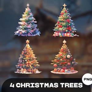 VTUBER ASSET, 4 Christmas Trees Set - 4 Christmas Stream Assets, Vtuber ...