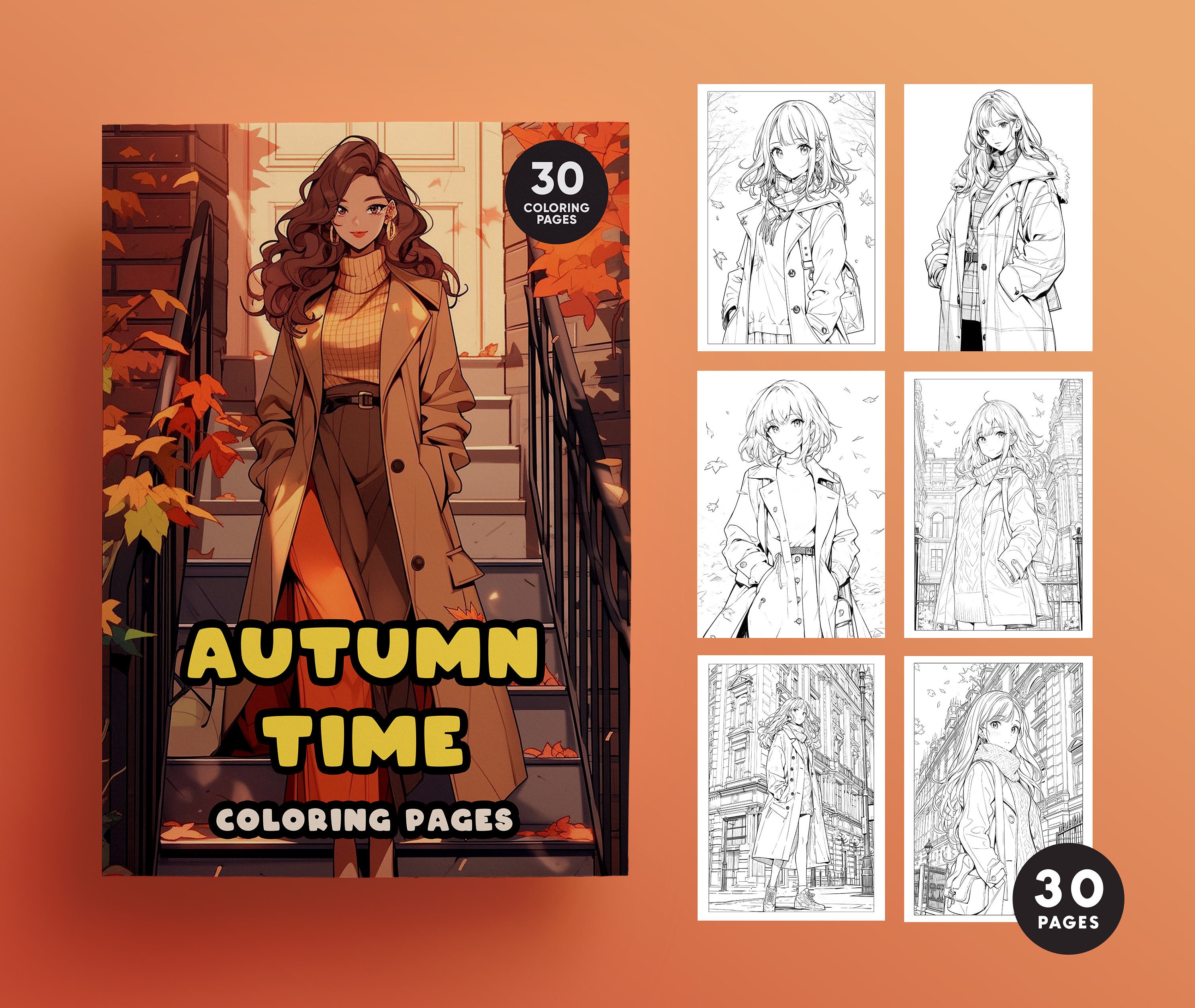 ANIME Coloring Book "autumn Time" of Girls, Ghibli & Animals, High ...