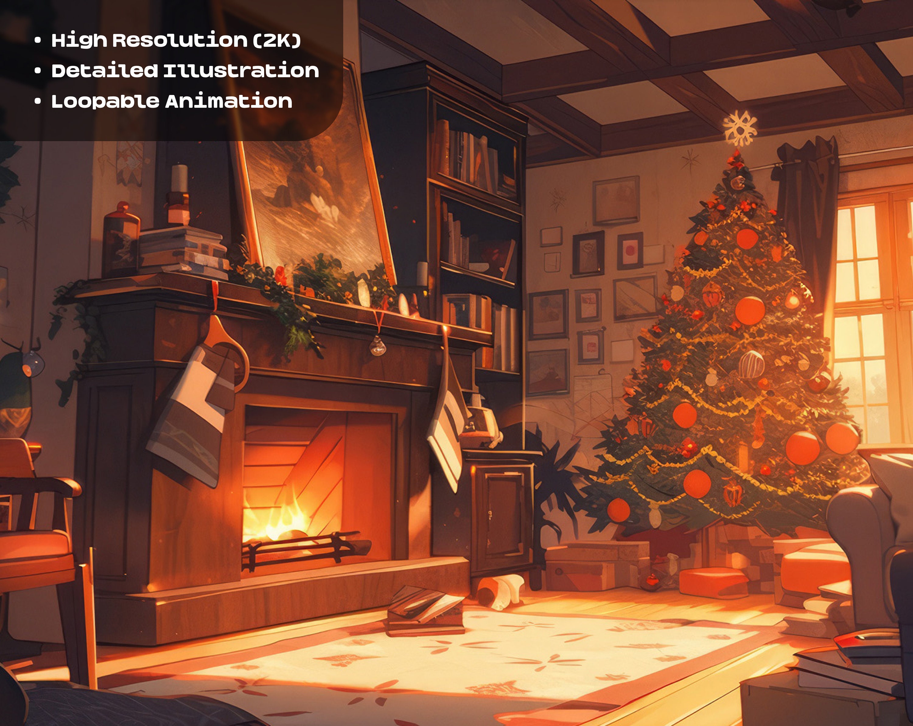 4 ANIMATED BACKGROUNDS | Christmas Background | Christmas Looped Vtuber ...