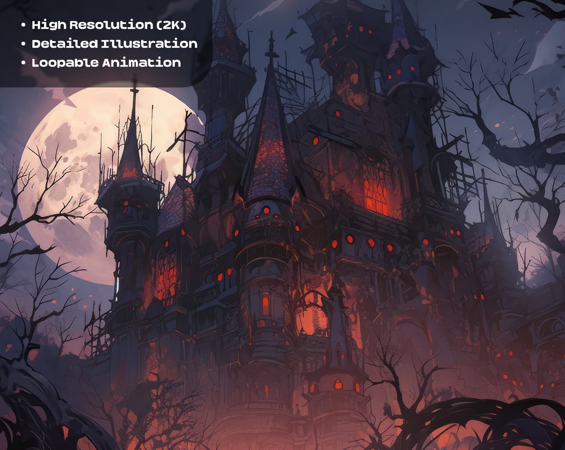4 ANIMATED BACKGROUNDS Helloween Background Vampire Castle Looped ...