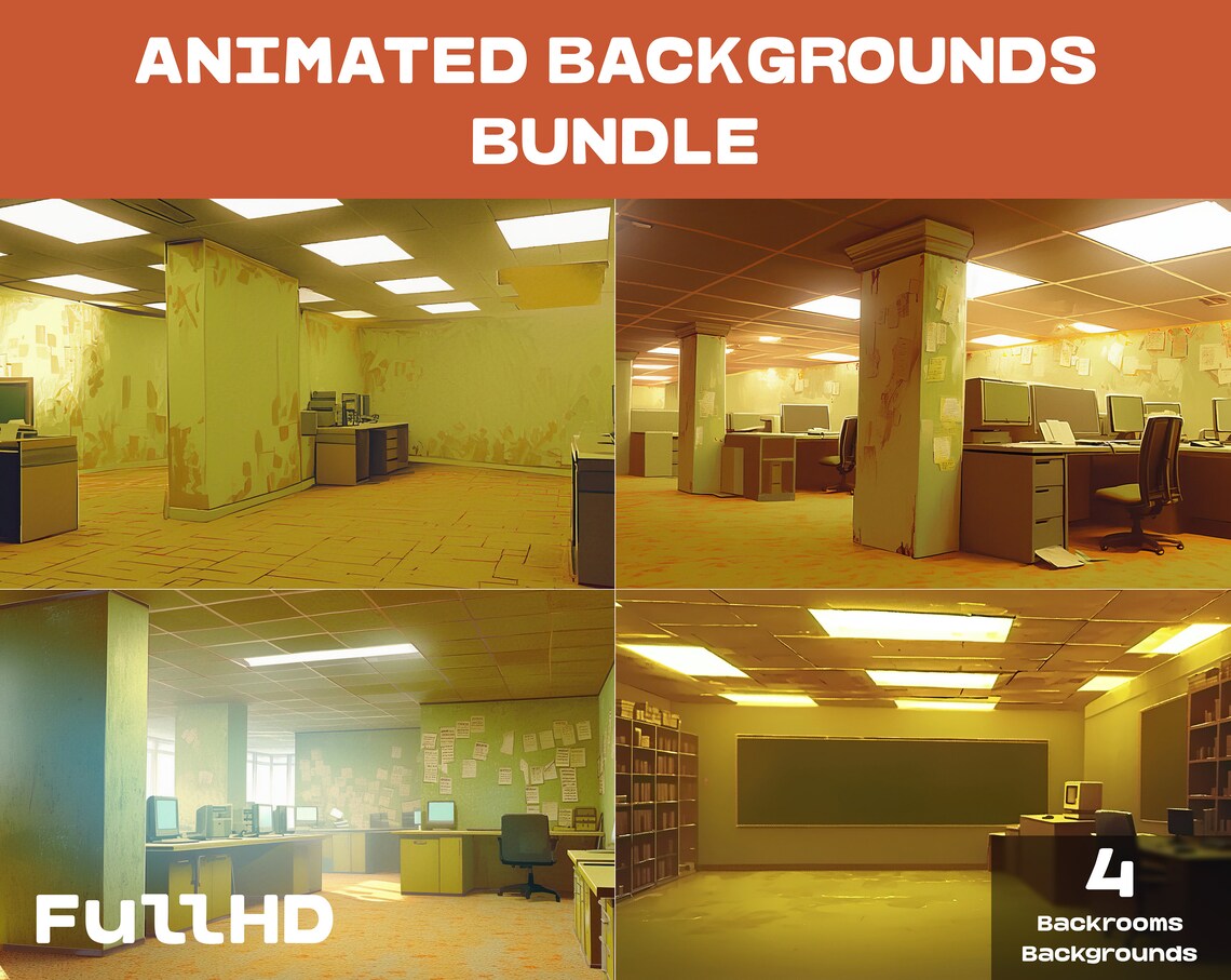 Animated Backrooms Office Backgrounds | Looped Stream Overlay (MP4) - Etsy