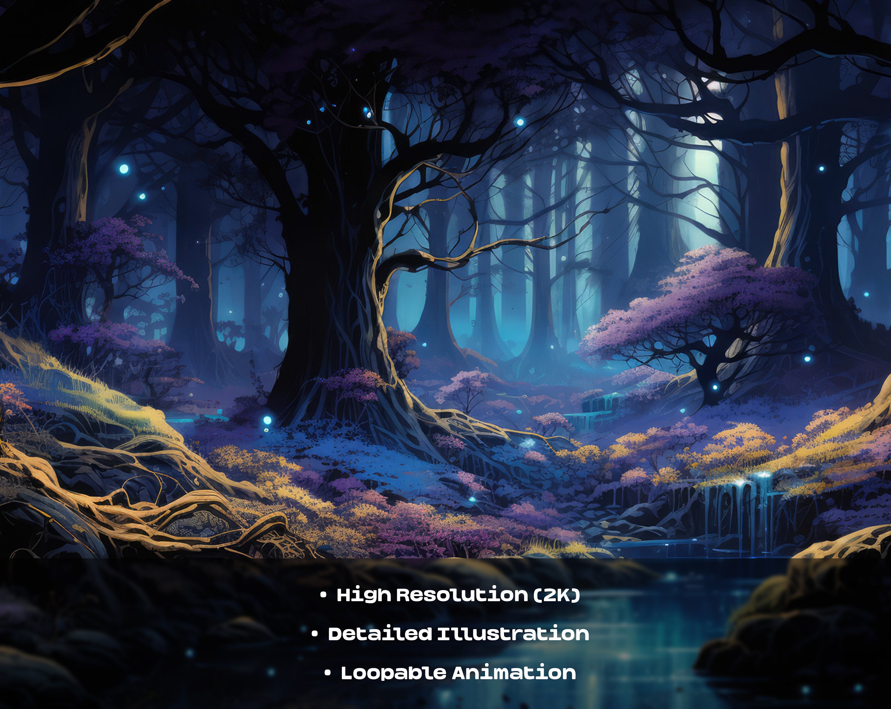 4 ANIMATED BACKGROUNDS Fantasy Forest Background Forest Looped Vtuber ...