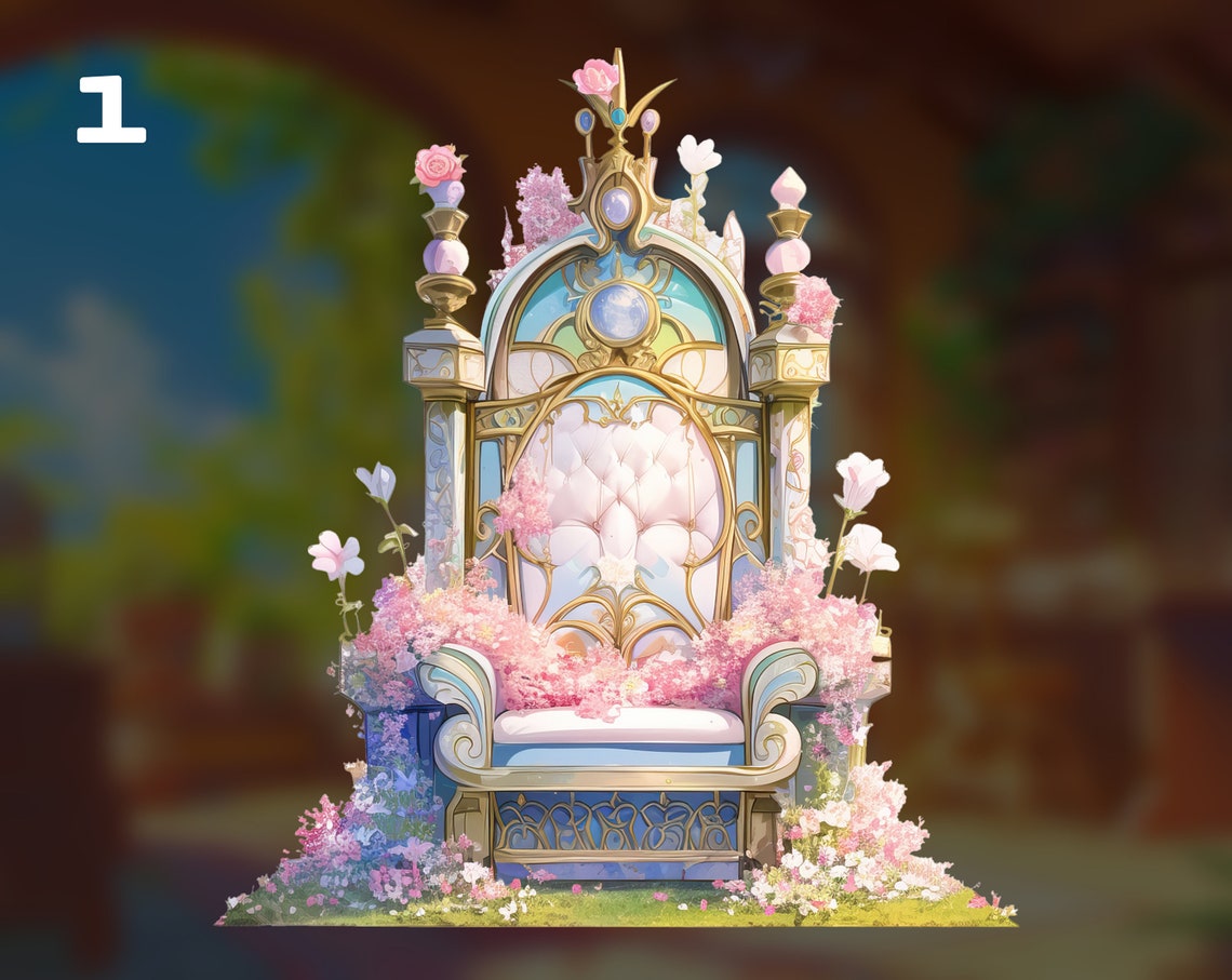 VTUBER Chair, Throne 4 Spring, Flower, Natural Chairs, VTUBER Asset ...
