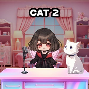 VTUBER 4 Cats Set, VTUBER Asset | High Quality PNG Files | Transparent ...