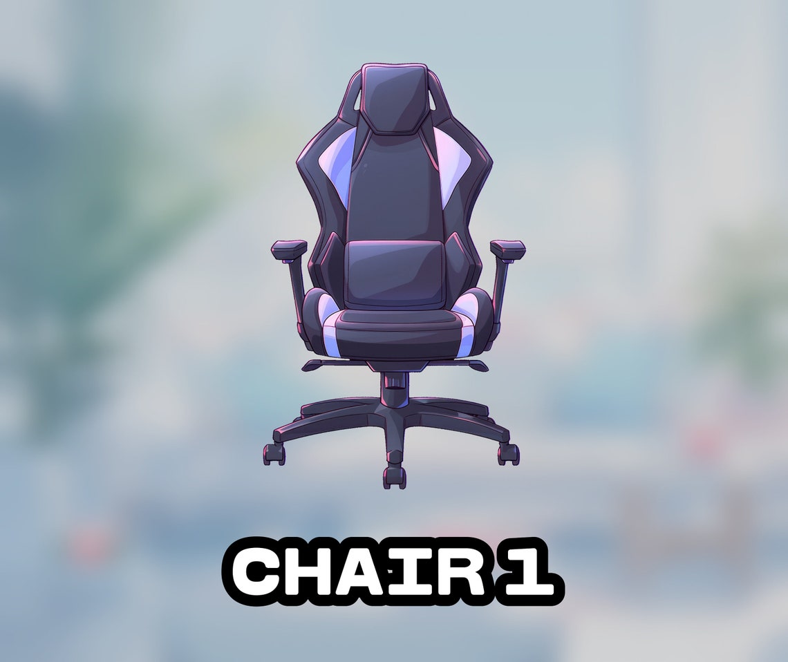 VTUBER 4 Black Simple Gaming Chairs Set, VTUBER Asset High Quality PNG ...