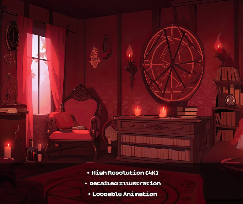 4 ANIMATED BACKGROUNDS | Witch Room | Mystic Witch Room Looped Vtuber ...
