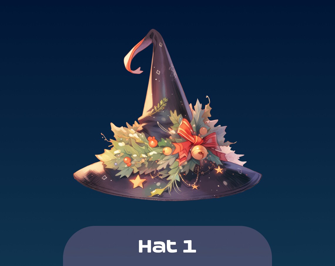 VTUBER 4 Christmas Witch Hats Set, VTUBER Asset High Quality PNG Files ...
