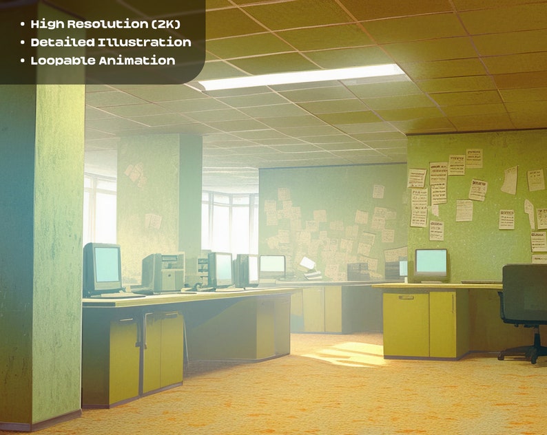 4 ANIMATED BACKGROUNDS | Backrooms Office Background | Office Looped ...
