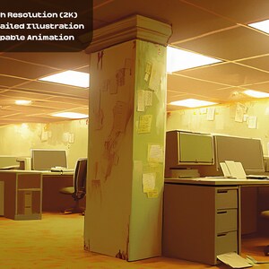 4 ANIMATED BACKGROUNDS | Backrooms Office Background | Office Looped ...