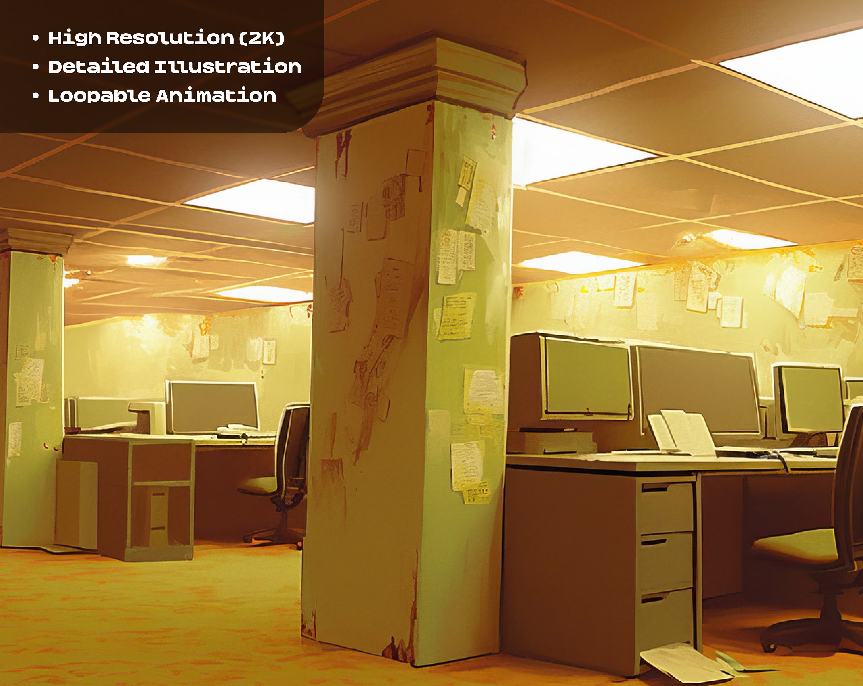 4 ANIMATED BACKGROUNDS | Backrooms Office Background | Office Looped ...