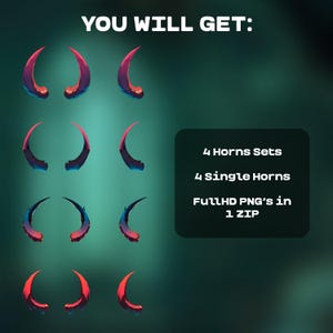 VTUBER Devil Demon Horns, Fantasy, Mysterious 4 Horns Set | Demon Horns ...