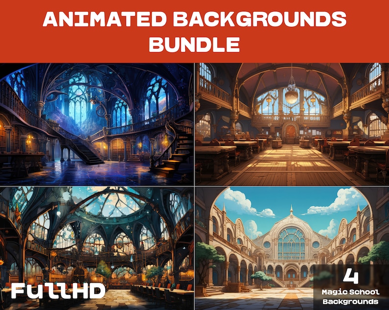 4 ANIMATED BACKGROUNDS School of Magic Background Fantasy - Etsy