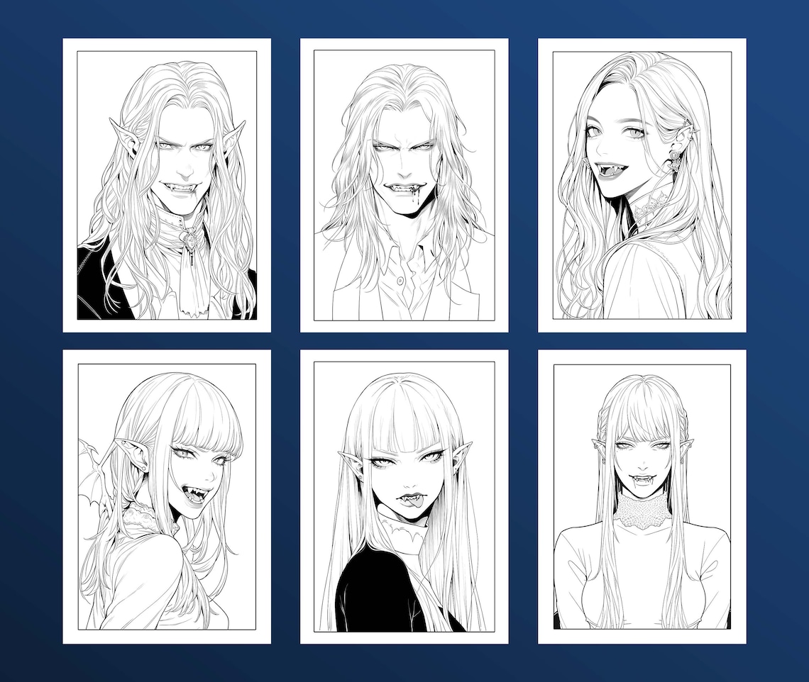 ANIME "vampires" Coloring Book of Girls, Boys, Vampires, Dracula ...