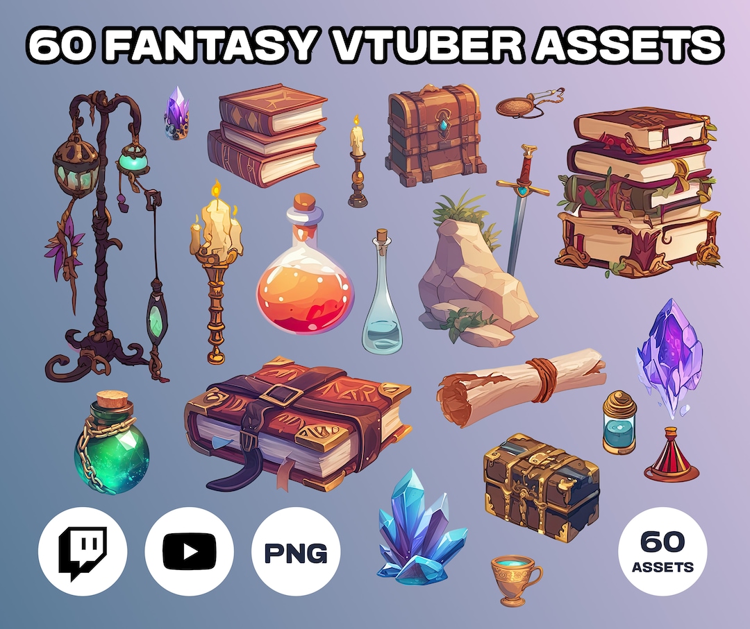 60+ Fantasy VTUBER Assets Bundle, VTUBER Asset | High-quality PNG Files ...