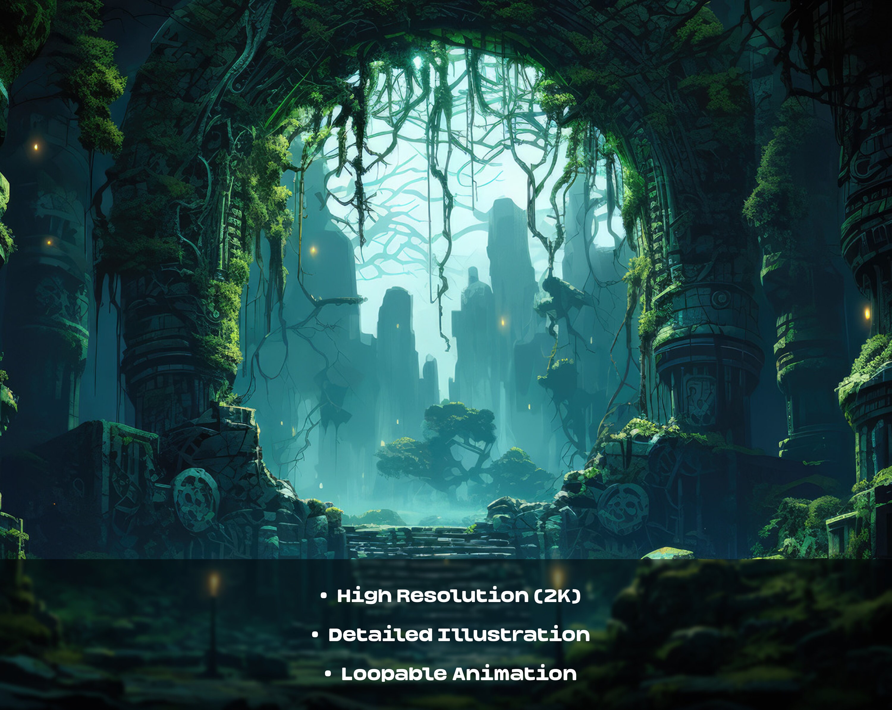4 ANIMATED BACKGROUNDS Jungle Temple Background Forest Looped Vtuber ...