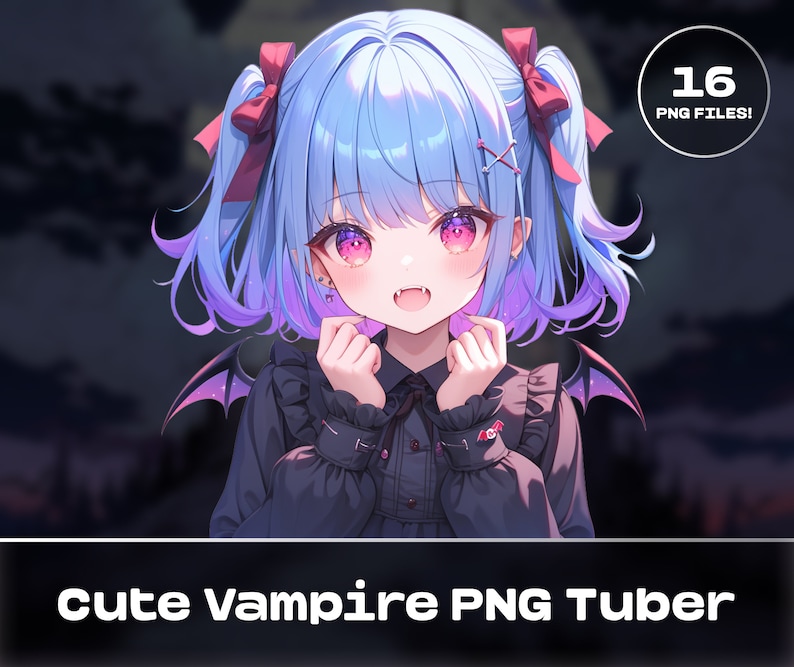 Anime Vampire Girl Pngtuber | Cute Ready Vampire Avatar for Streaming ...
