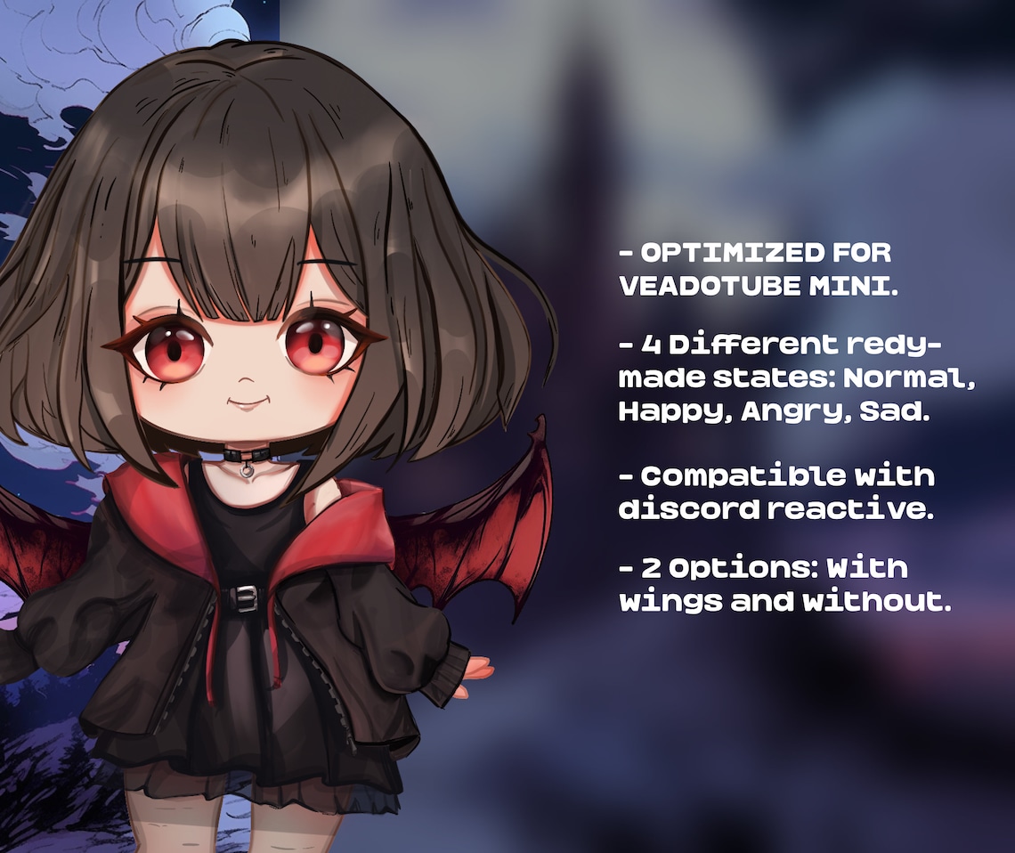 Chibi Vampire Girl Pngtuber Cute Ready Vampire Avatar for - Etsy