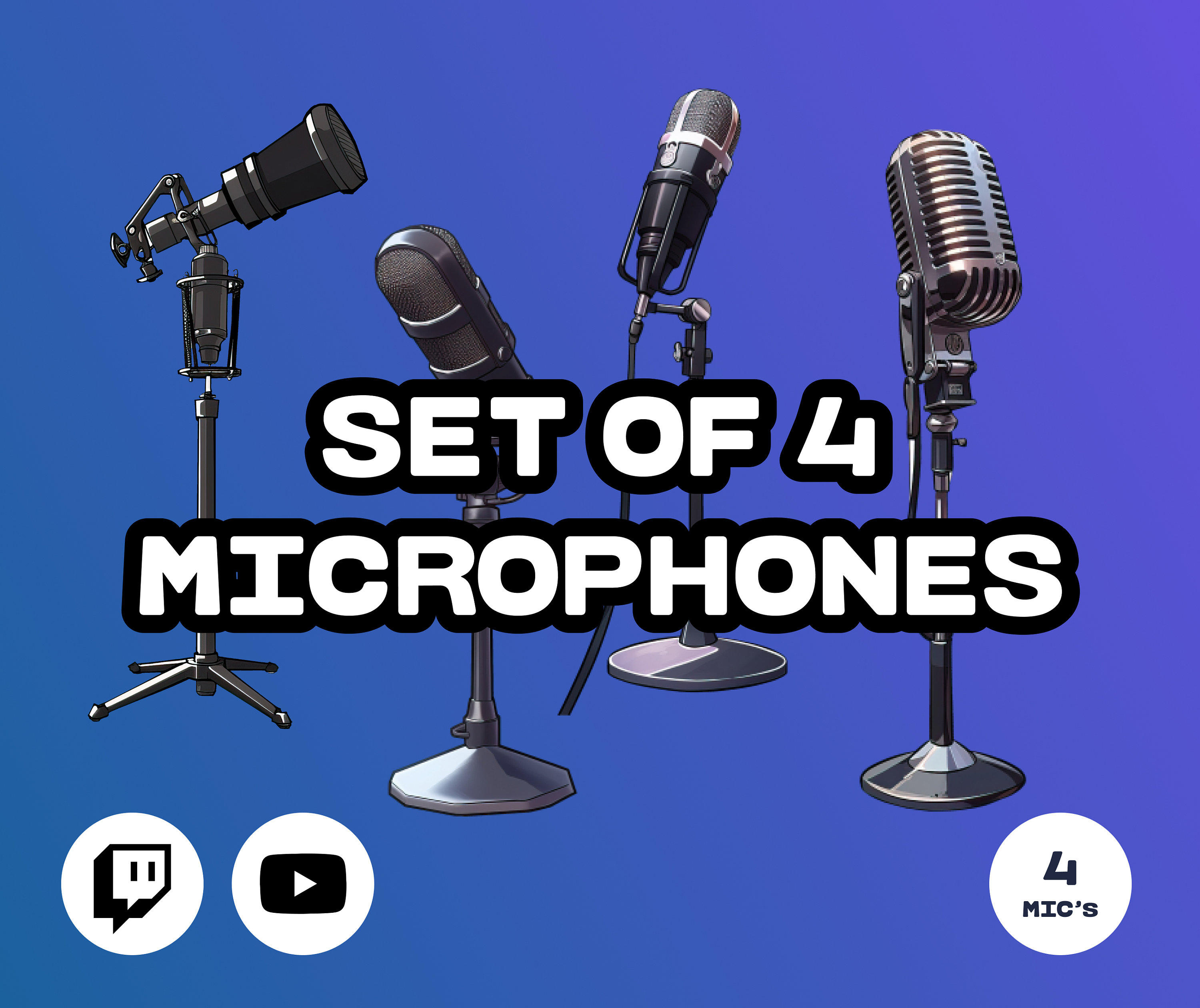 Vtuber Black Microphone Set, Streaming Mic Asset (instant Download) - Etsy