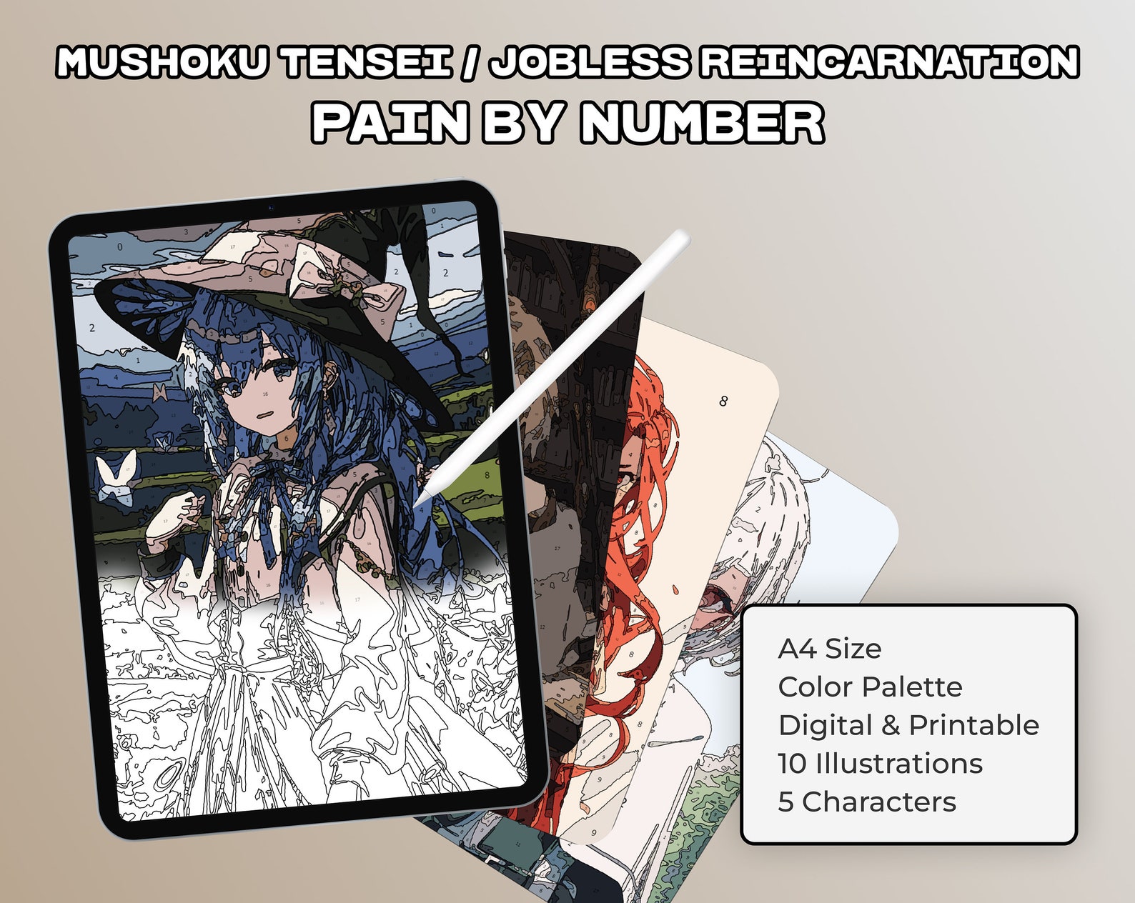 Mushoku Tensei / Jobless Reincarnation Paint by Number 10 Illustrations ...
