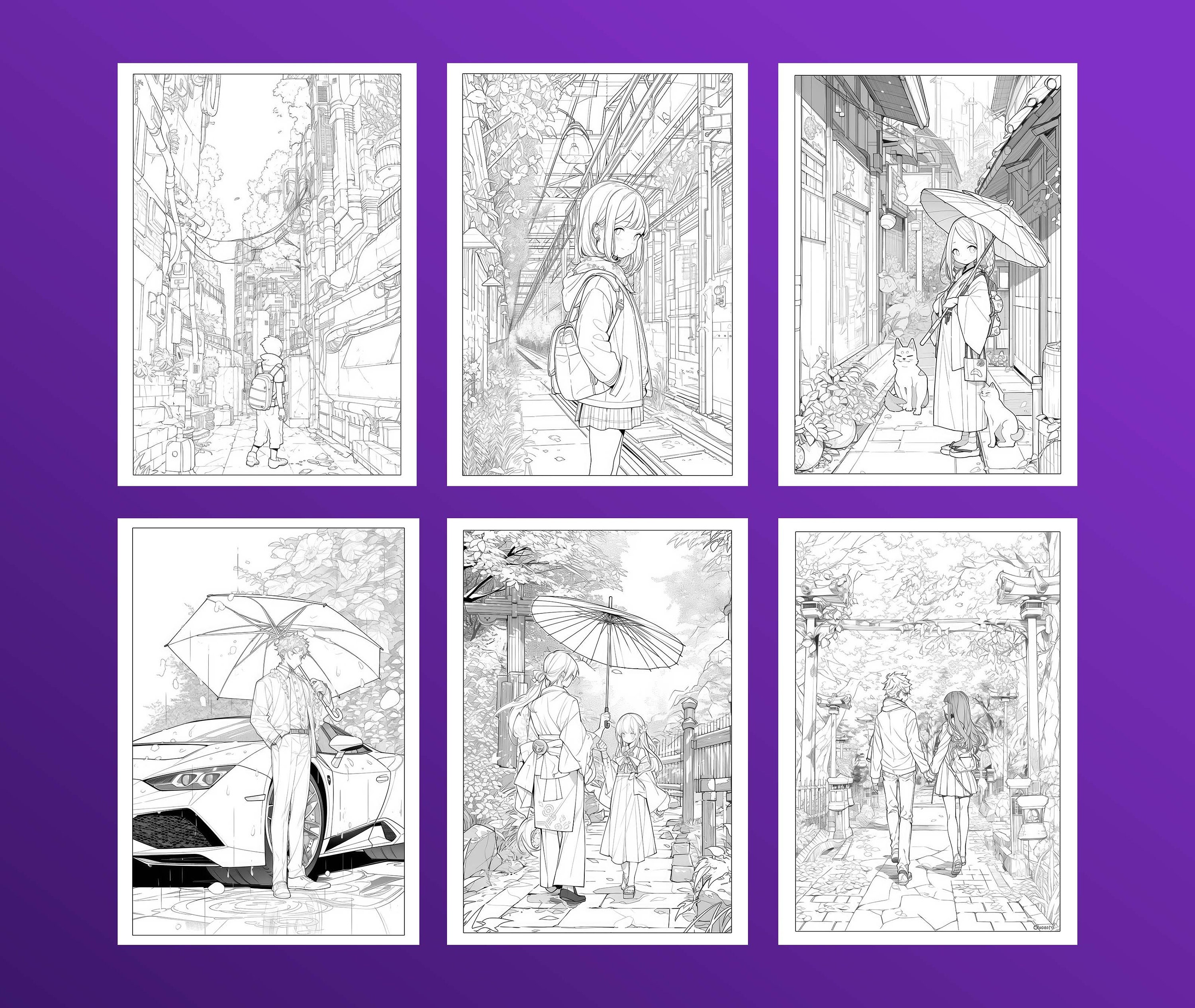 ANIME life in Tokyo Coloring Book of Girls, Boys, Ghibli, High Quality ...