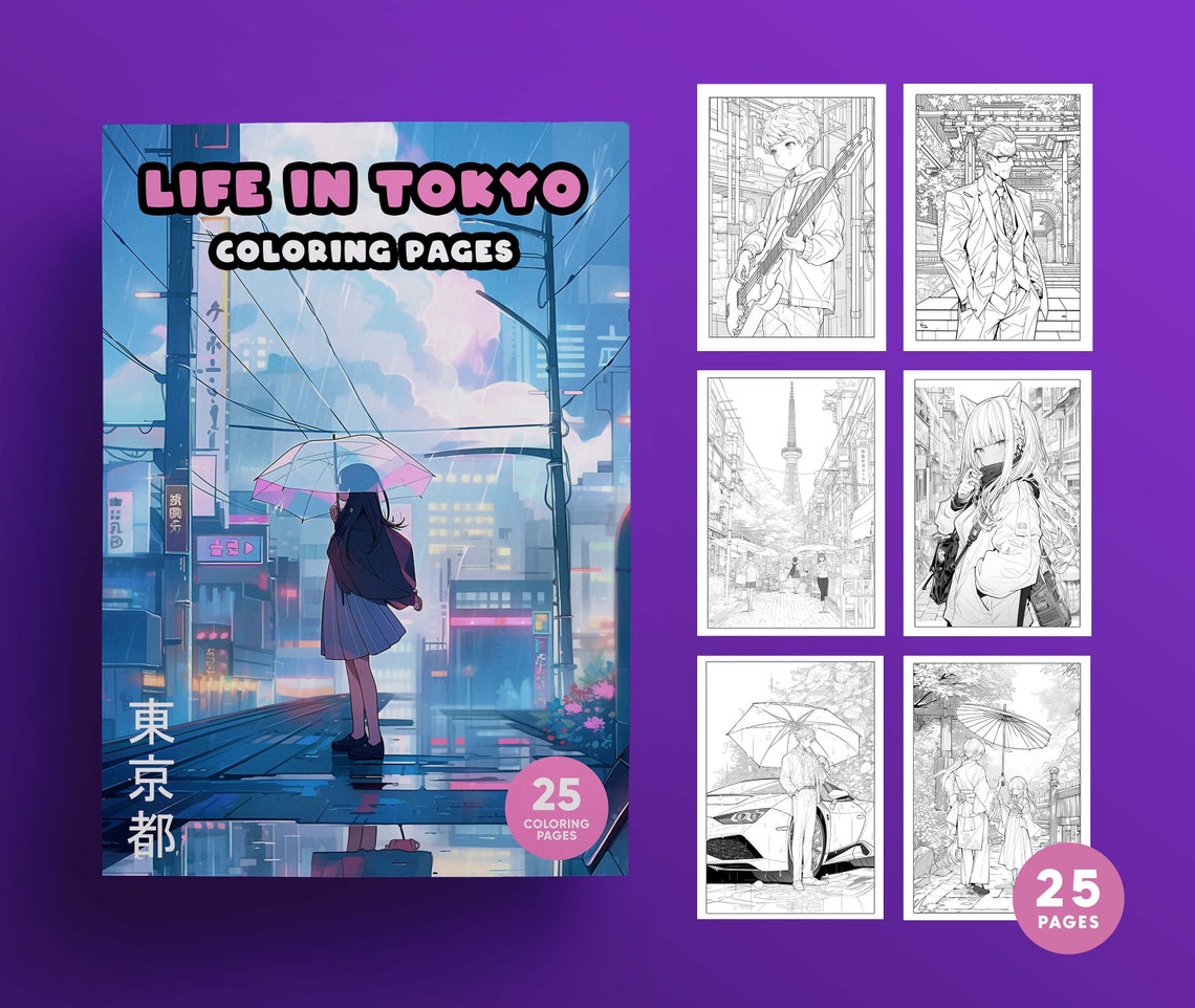 ANIME life in Tokyo Coloring Book of Girls, Boys, Ghibli, High Quality ...