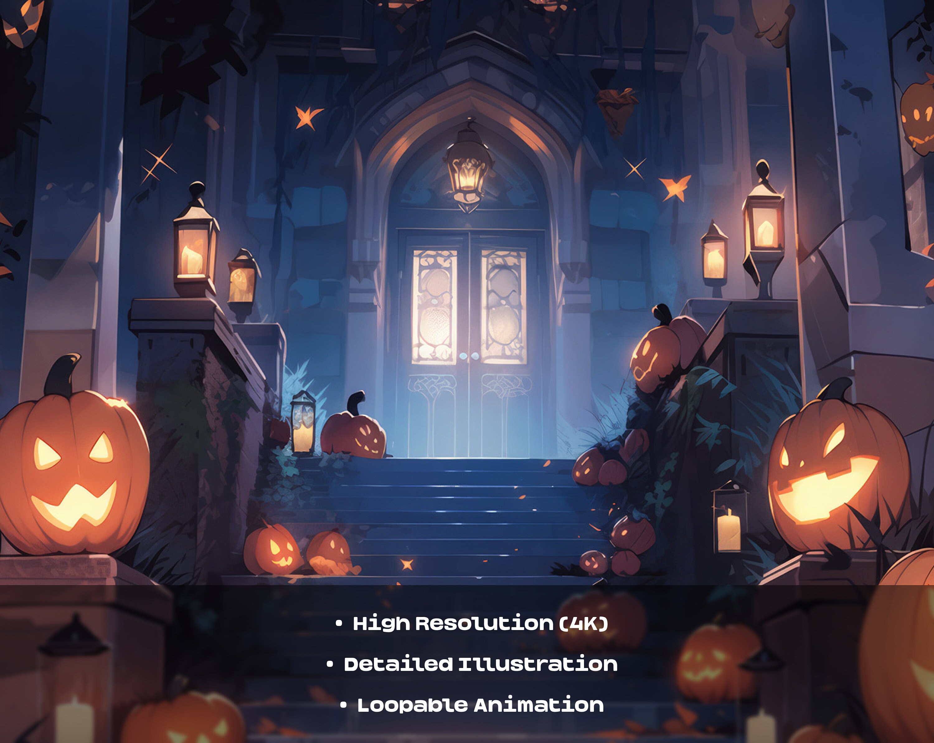 Animated Halloween Backgrounds | Looped Vtuber Stream Overlay (MP4) - Etsy