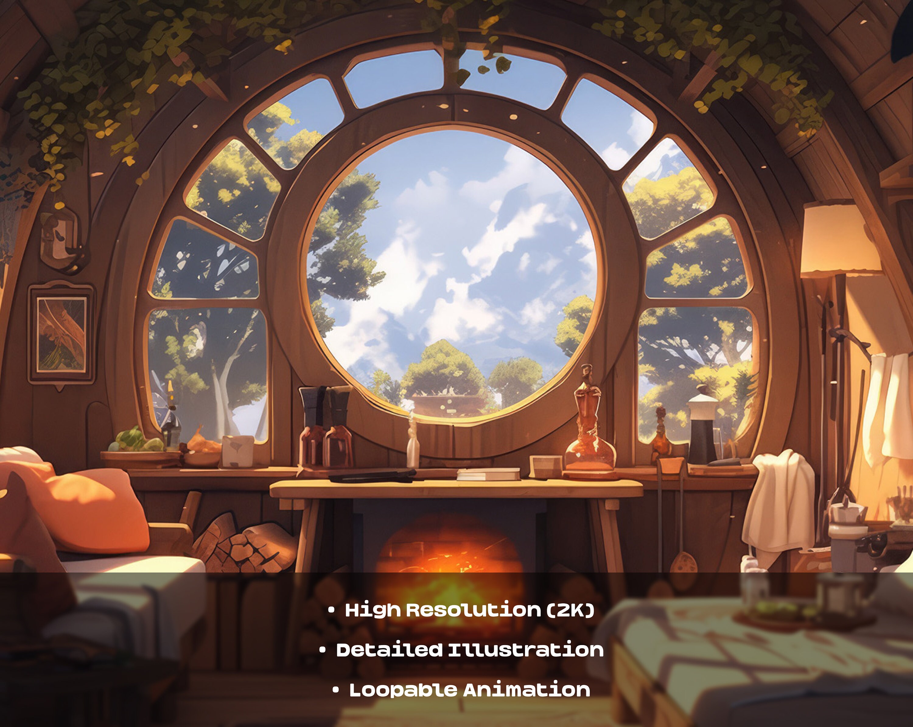 4 ANIMATED BACKGROUNDS Cozy Lofi Hut Background Cozy Looped Vtuber ...
