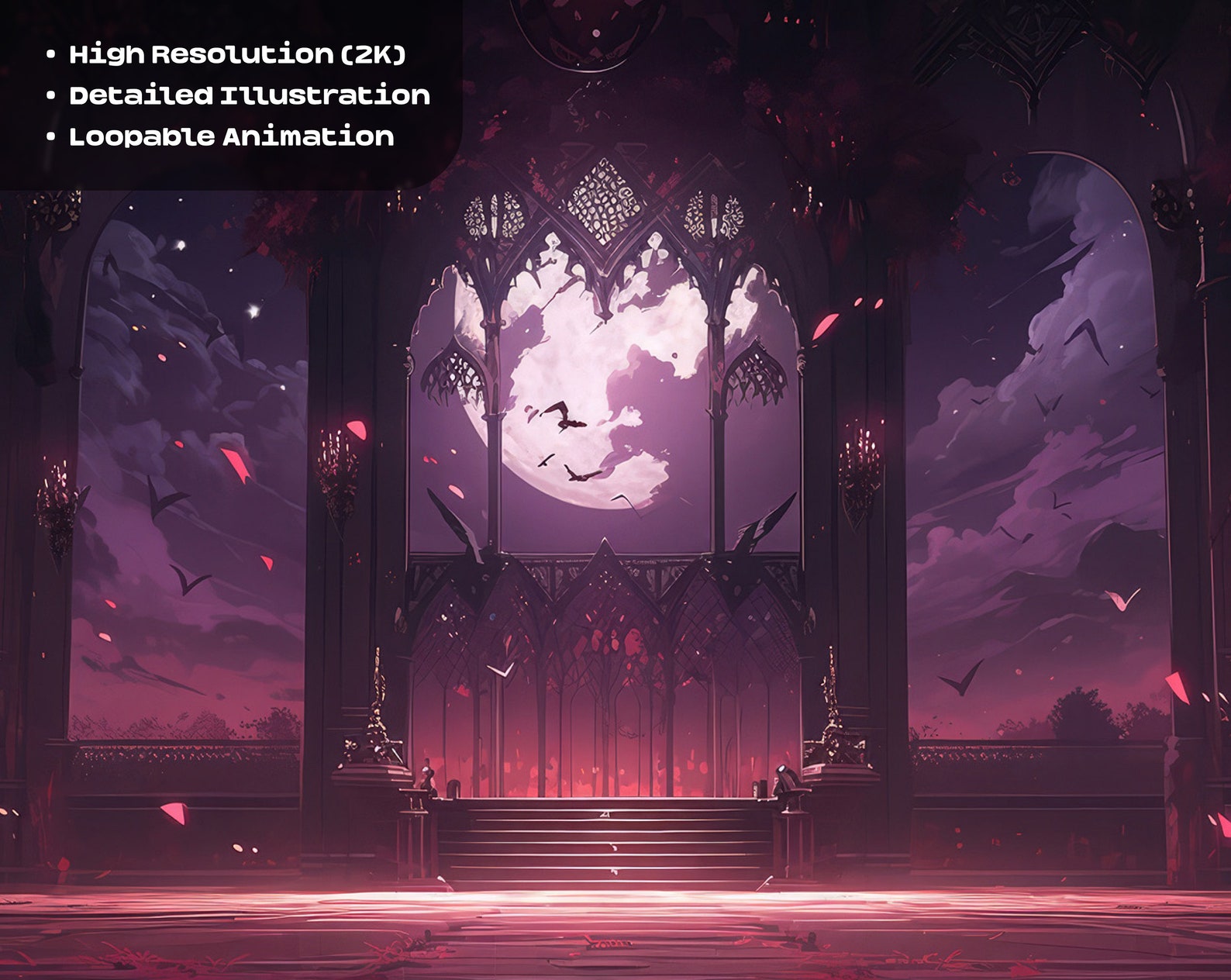 4 ANIMATED BACKGROUNDS Vampire Castle Background Vampire Looped Vtuber ...