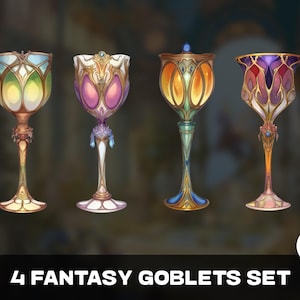 VTUBER 4 Fantasy Art Nouveau Goblets Set, VTUBER Asset | High-quality ...
