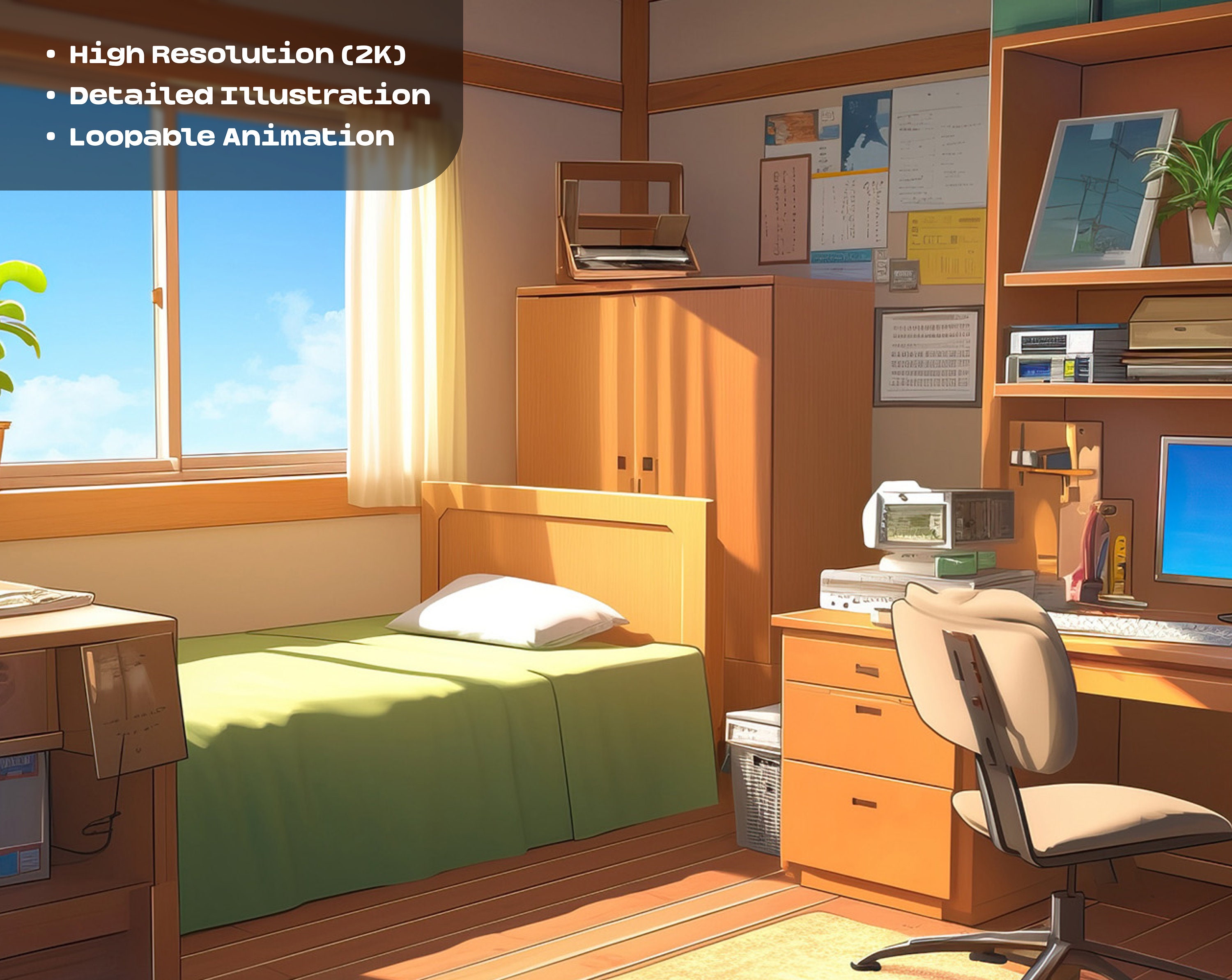 4 ANIMATED BACKGROUNDS Modern Bedroom Background Cozy Lofi Looped ...
