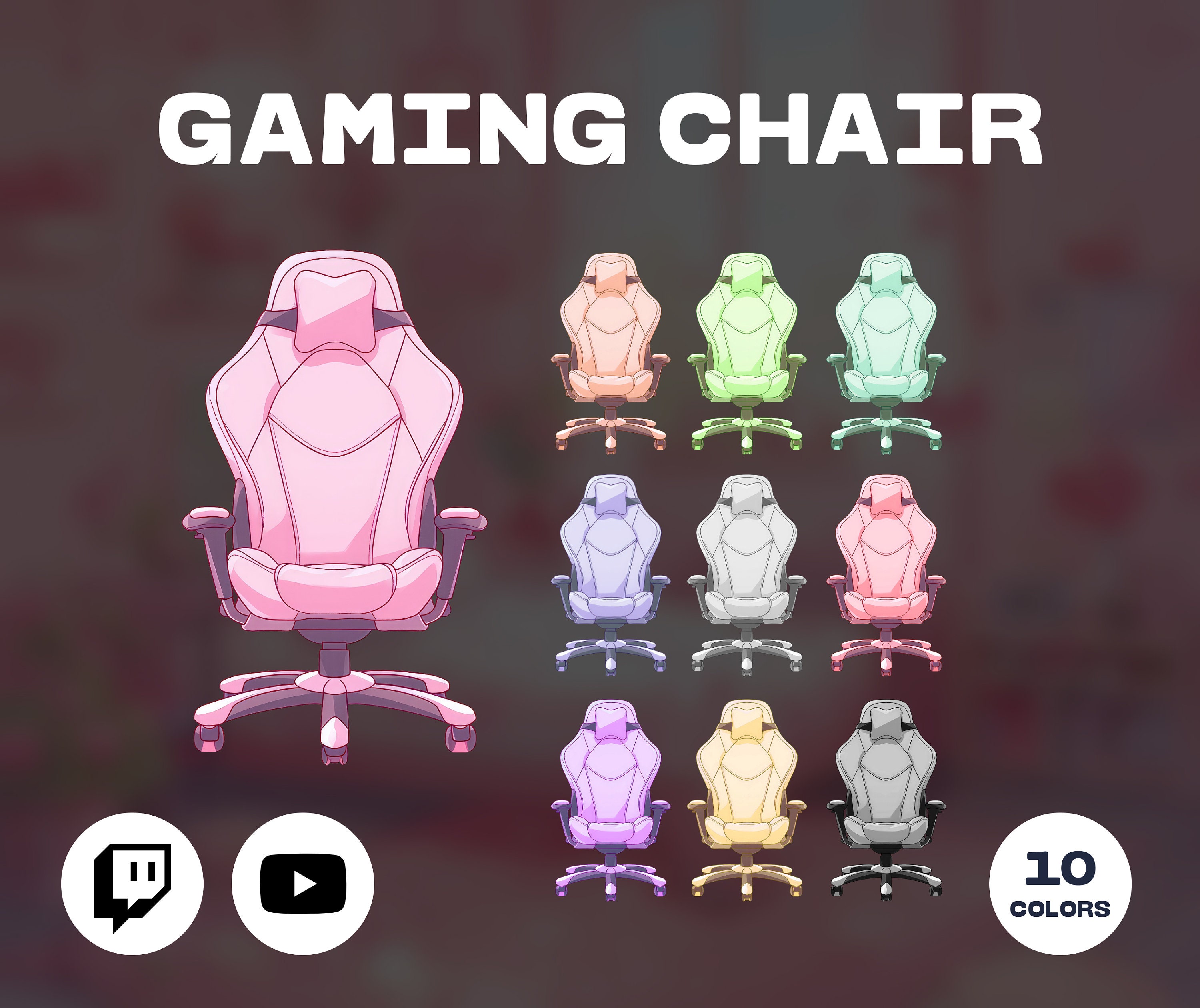 Vtuber Gaming Chair | 10 Colors Set | V Tuber Asset | Png Tuber, Vtuber ...