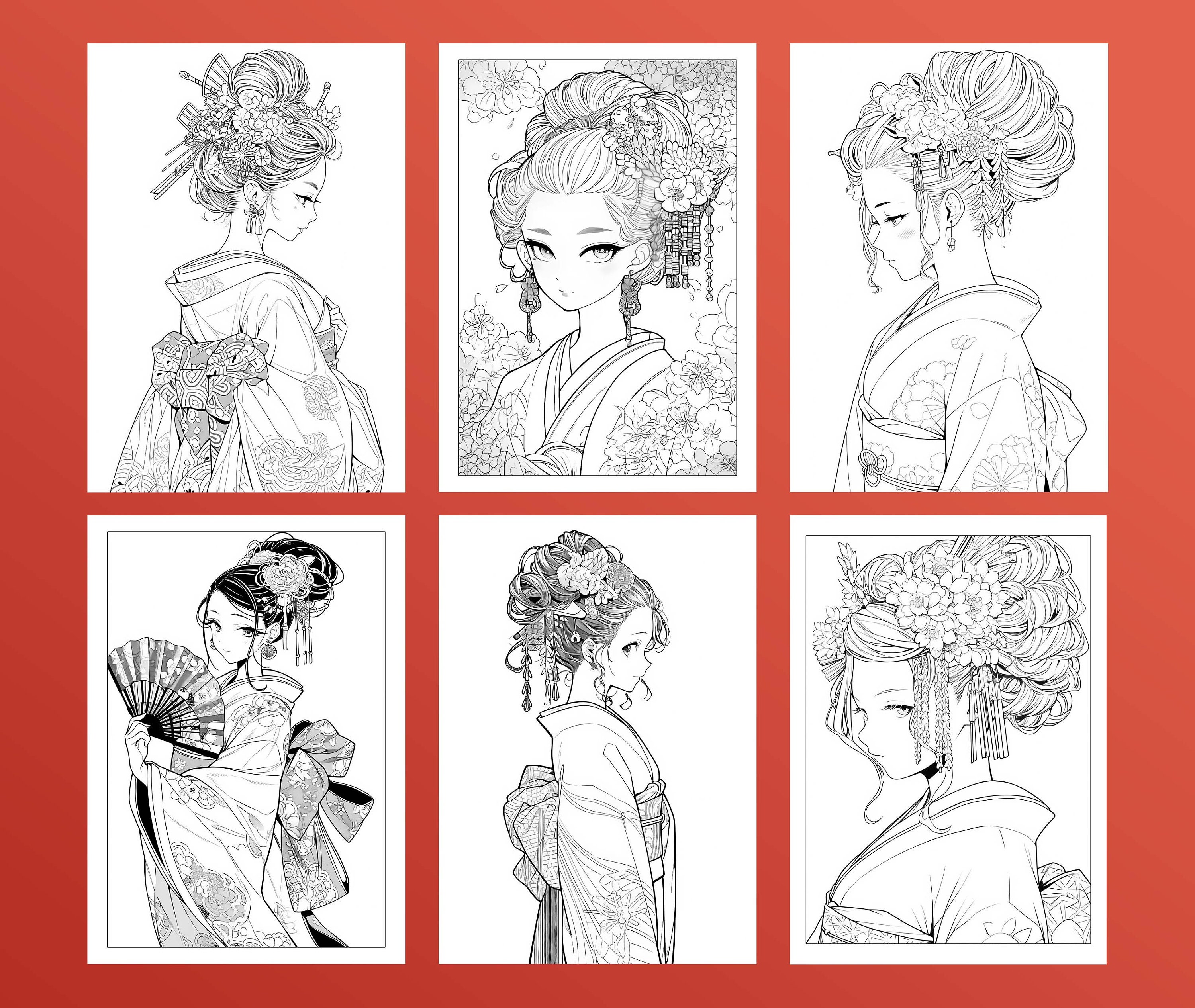 ANIME Coloring Book geishas of Girls, Ghibli, Geishas, High Quality ...