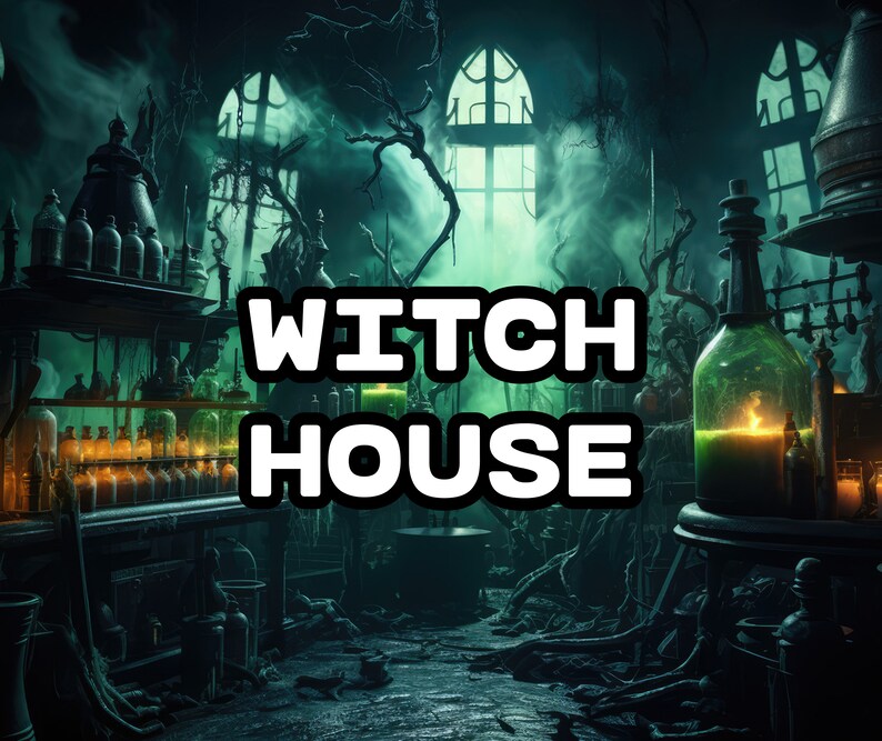 50 Halloween Backgrounds, Witch Rooms, Graveyard Scenes (digital ...