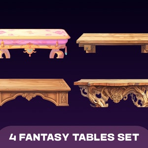 4 Vtuber Fantasy Tables Set / Desk Asset | Assets for Vtuber - Props ...