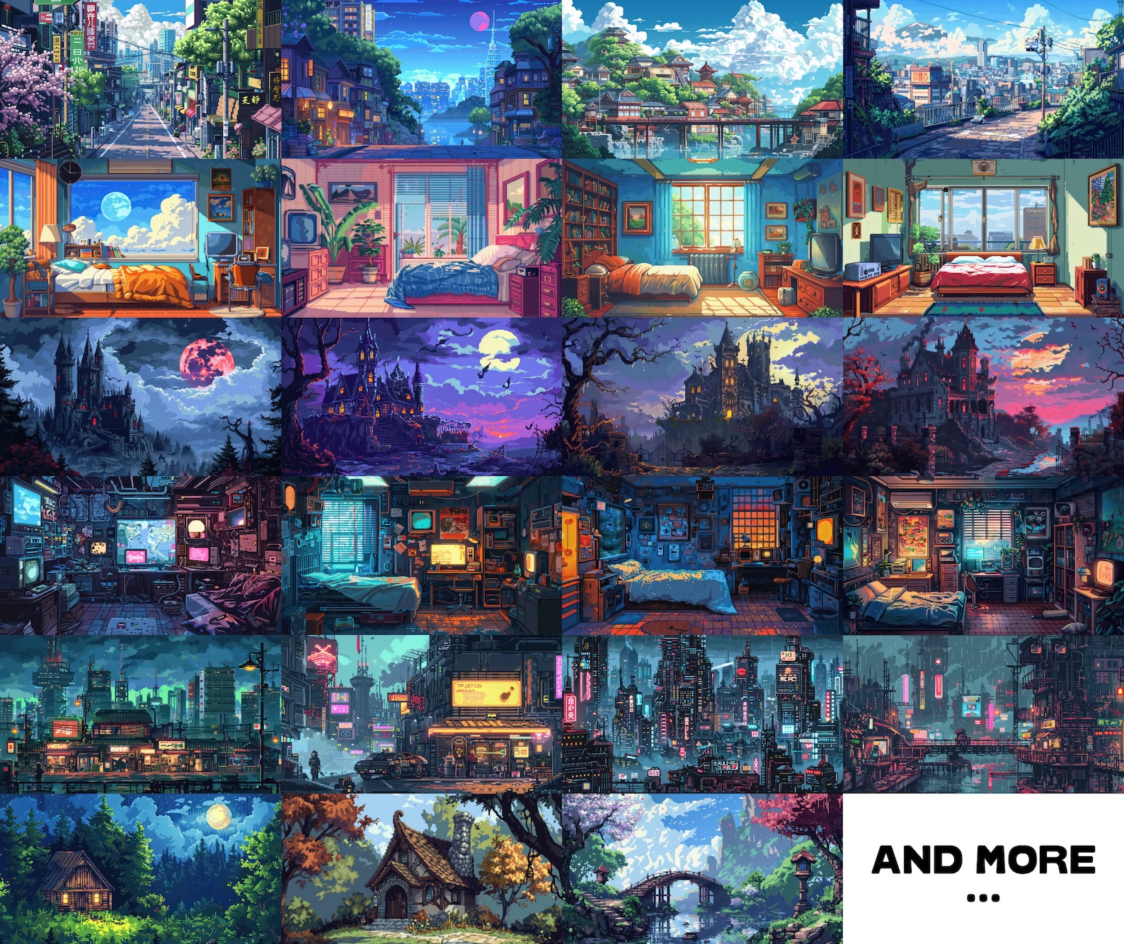 100 Pixel Art Backgrounds, Pixel Art Style, Stream Background, Virtual ...