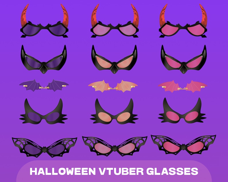 Vtuber Halloween Glasses Assets | Vtuber Halloween Mask Pack | Circle ...