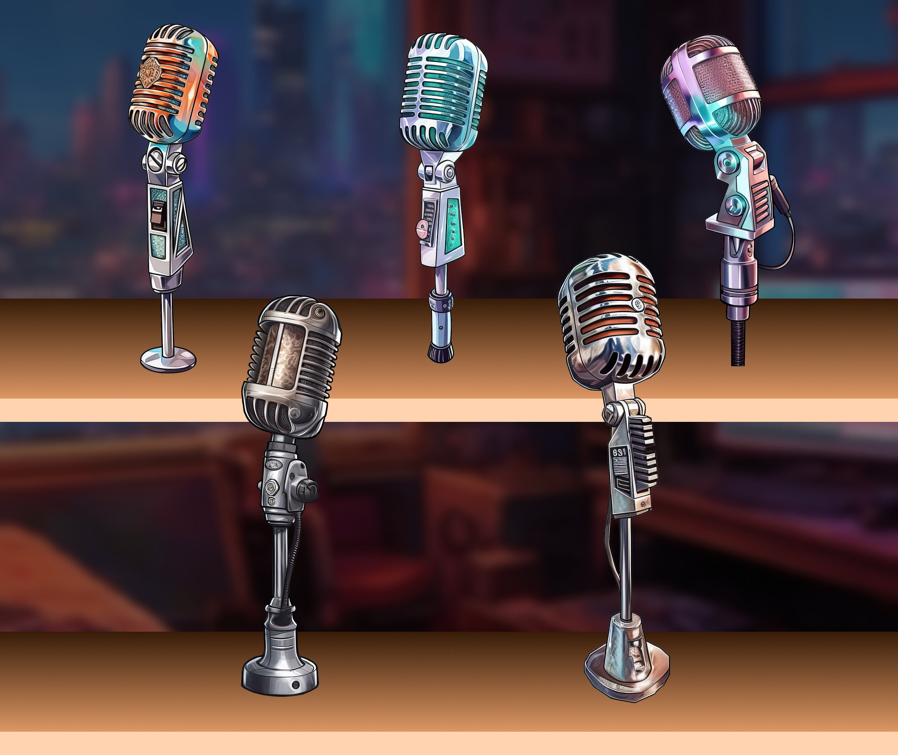 Vtuber Asset 15 Microphones With Stand Instant Download - Etsy