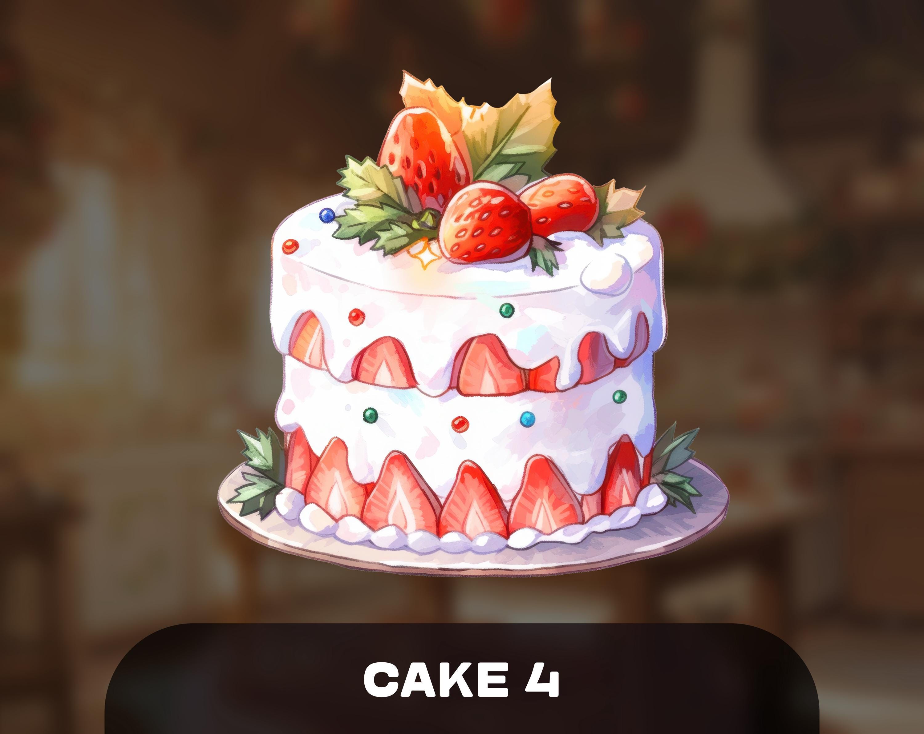 5 Vtuber Christmas Cake Pngs, Transparent Winter Stream Assets (digital ...