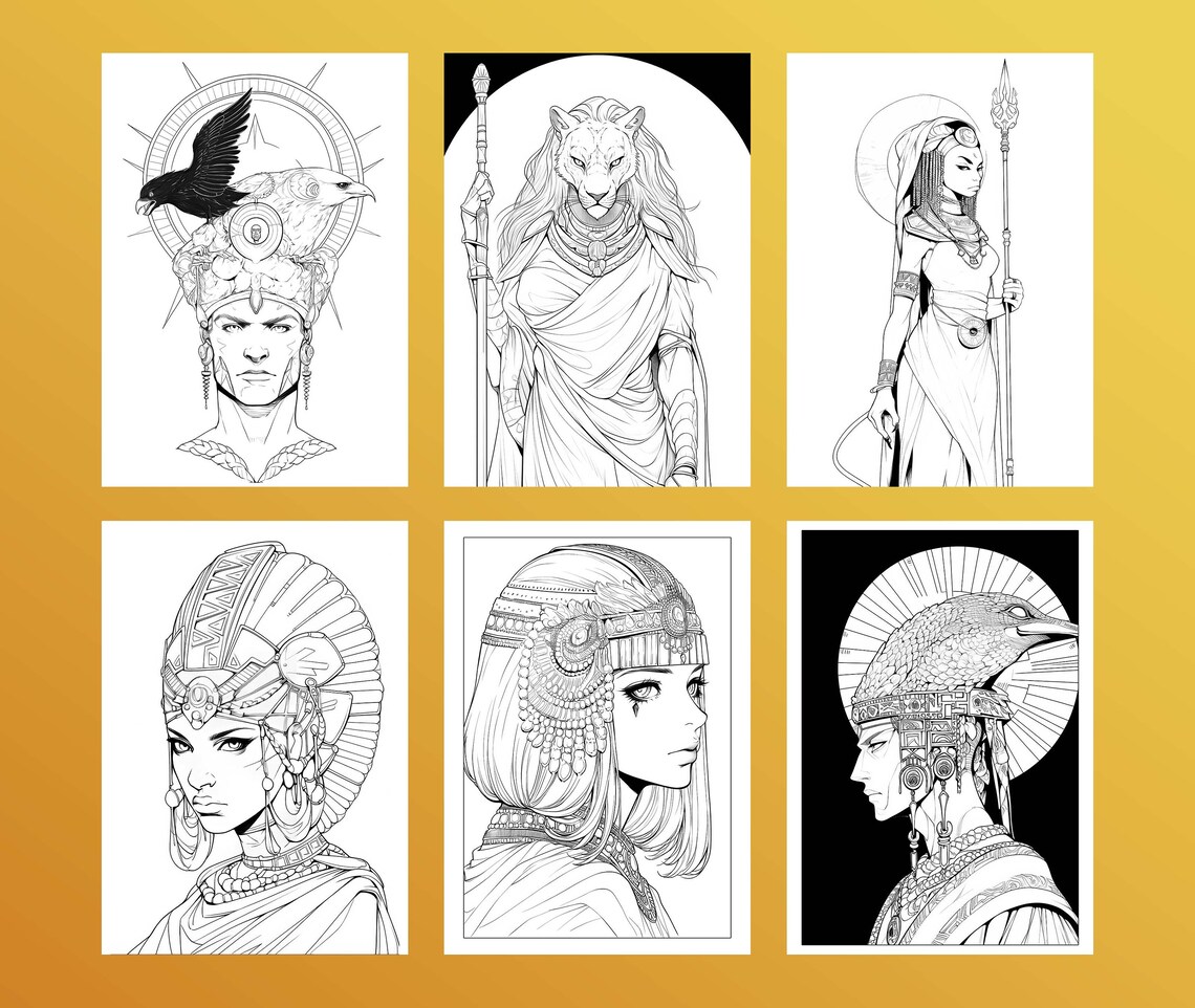 EGYPT GODS: A 30 Page Coloring Pages for Adults and Children, High ...
