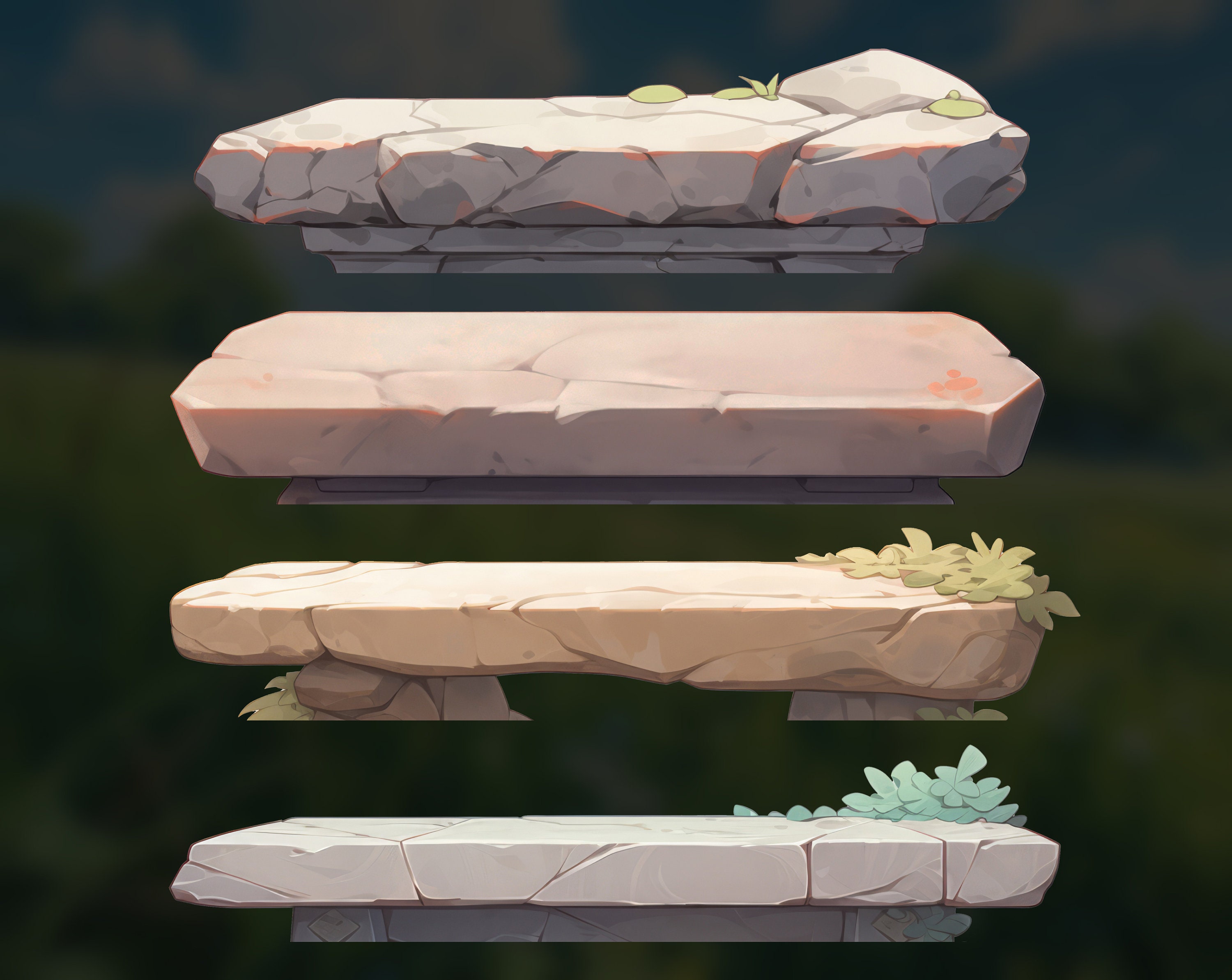 4 Vtuber Stone Tables Set / Desk Asset Assets for Vtuber Props ...