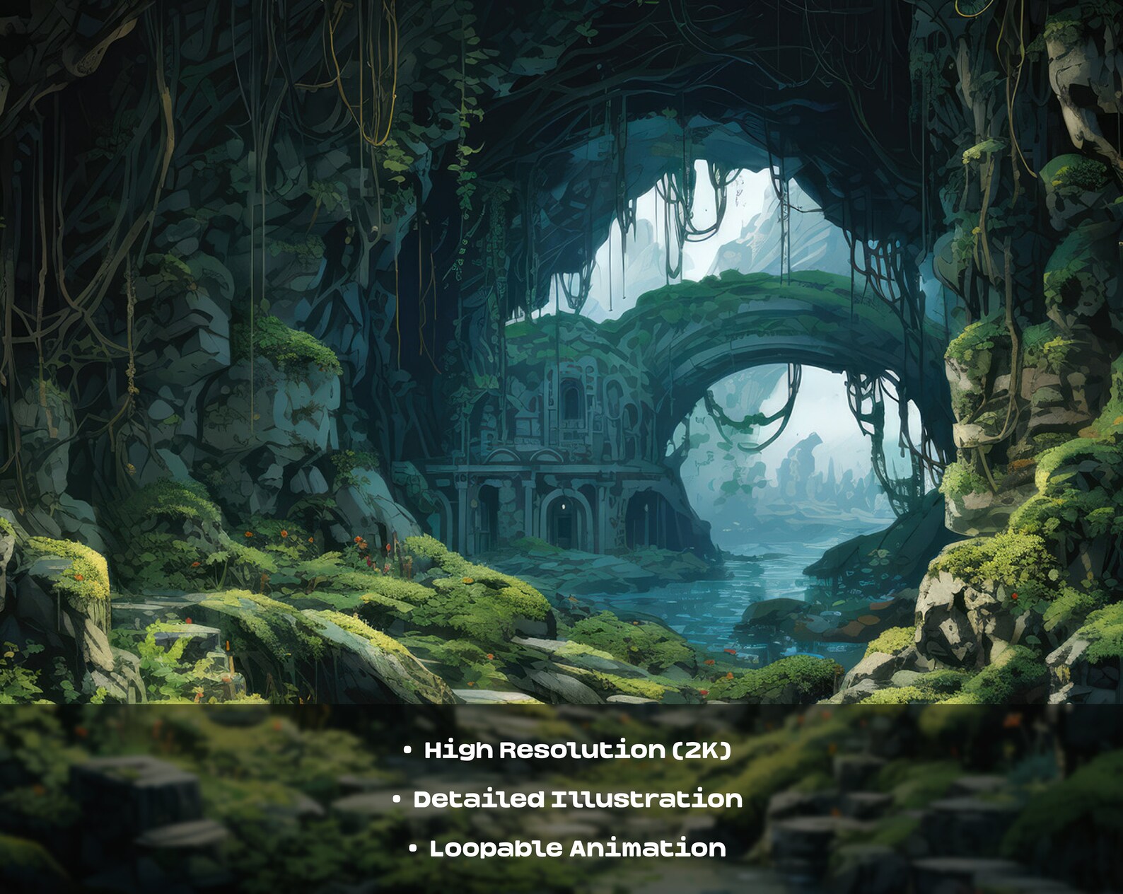 4 Forest Cave Animated Backgrounds | Vtuber Twitch Stream Overlay (MP4 ...