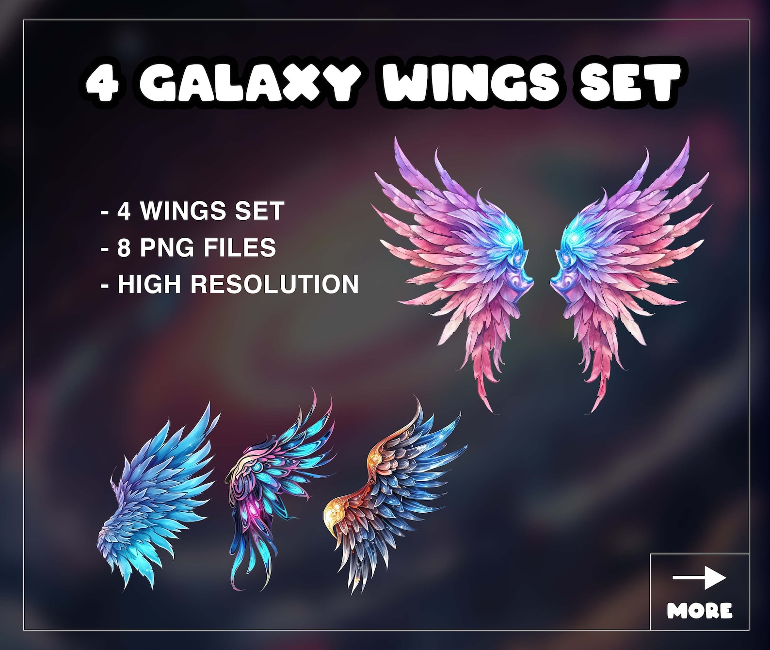 Vtuber Galaxy Wings Set, Sci-fi Angelic Wings (digital Download) - Etsy