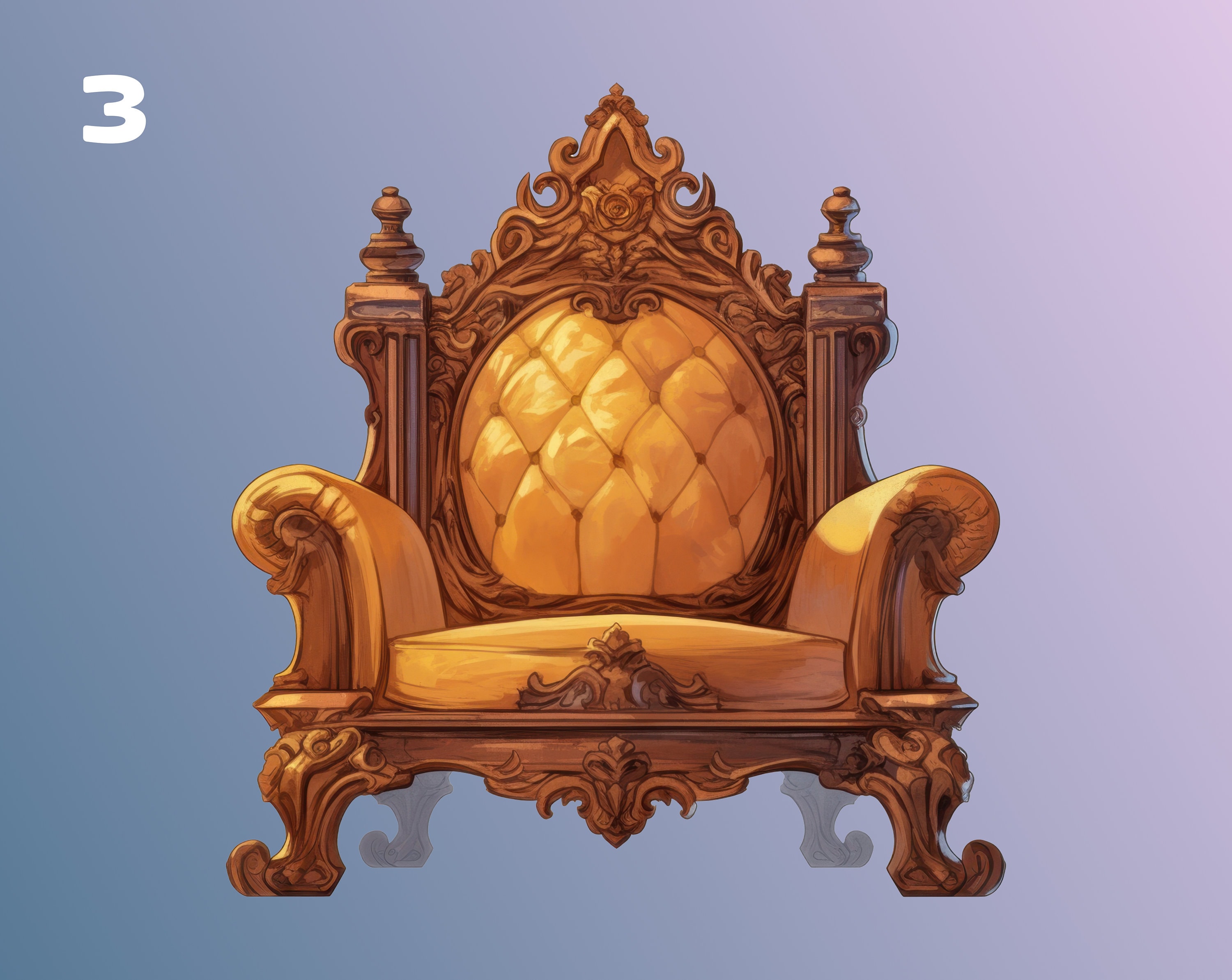 VTUBER Chair, Throne - 4 Fantasy, Medieval, Wooden Chairs, VTUBER Asset ...