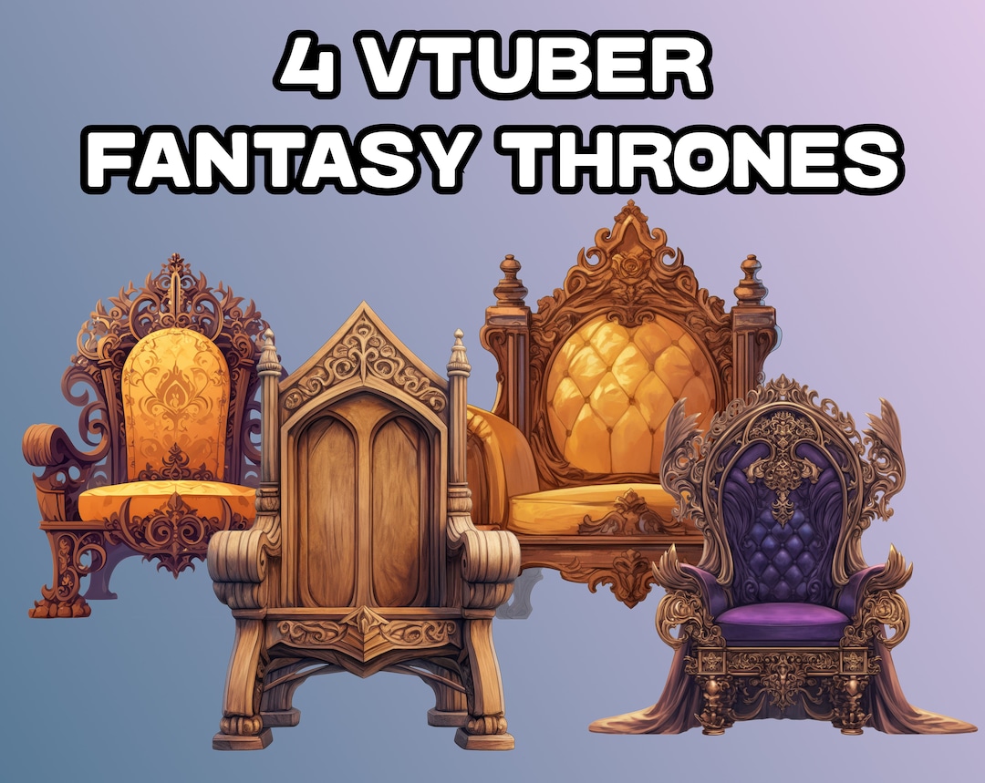 VTUBER Chair, Throne - 4 Fantasy, Medieval, Wooden Chairs, VTUBER Asset ...
