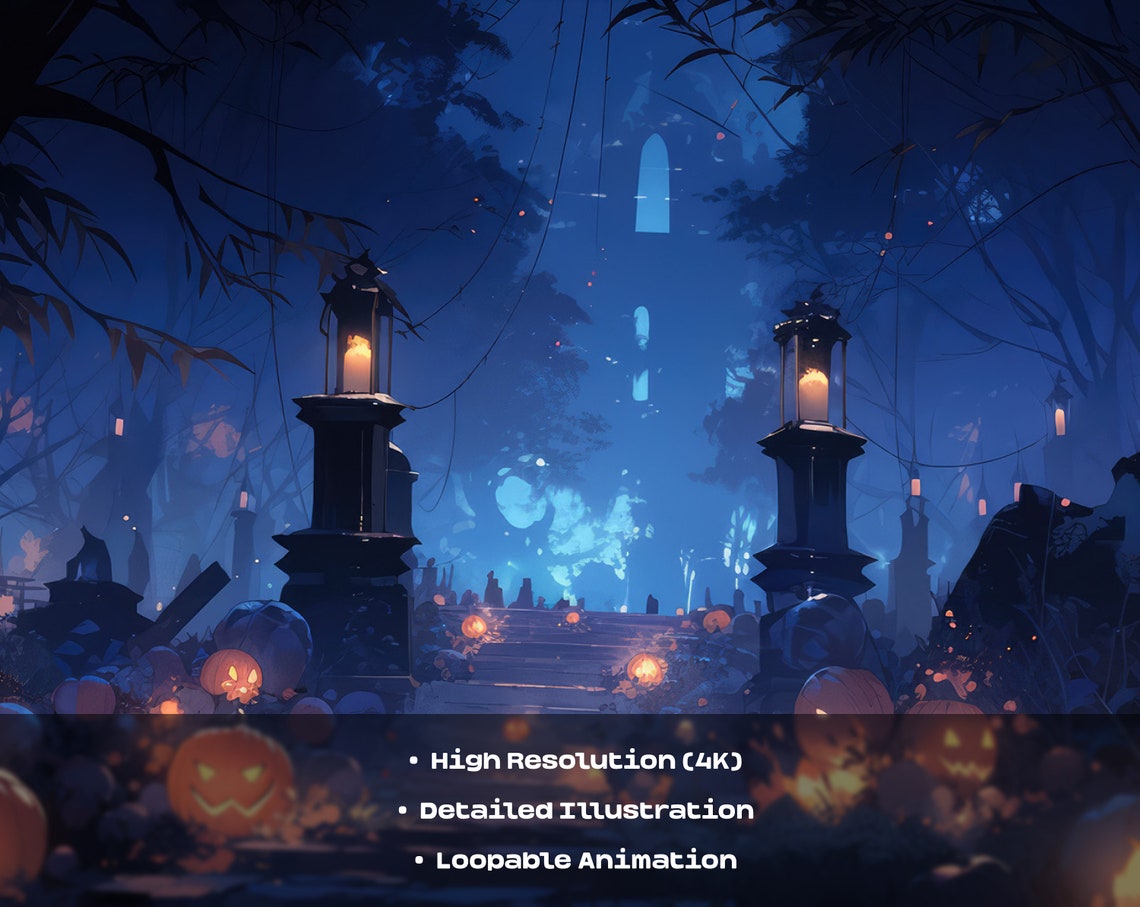 Animated Halloween Backgrounds | Looped Vtuber Stream Overlay (MP4) - Etsy