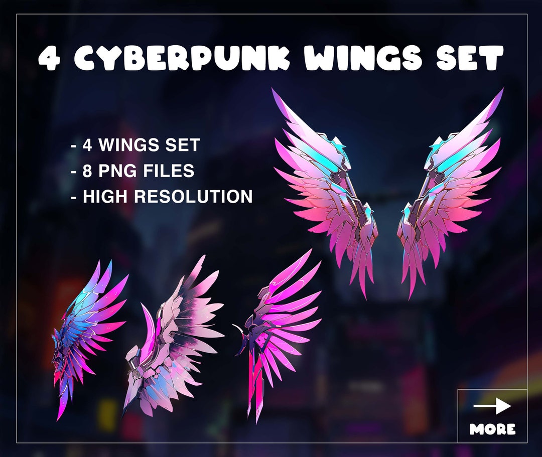 VTUBER Cyberpunk, Sci-fi 4 Wings Set | Fantasy Wings | God Wings ...