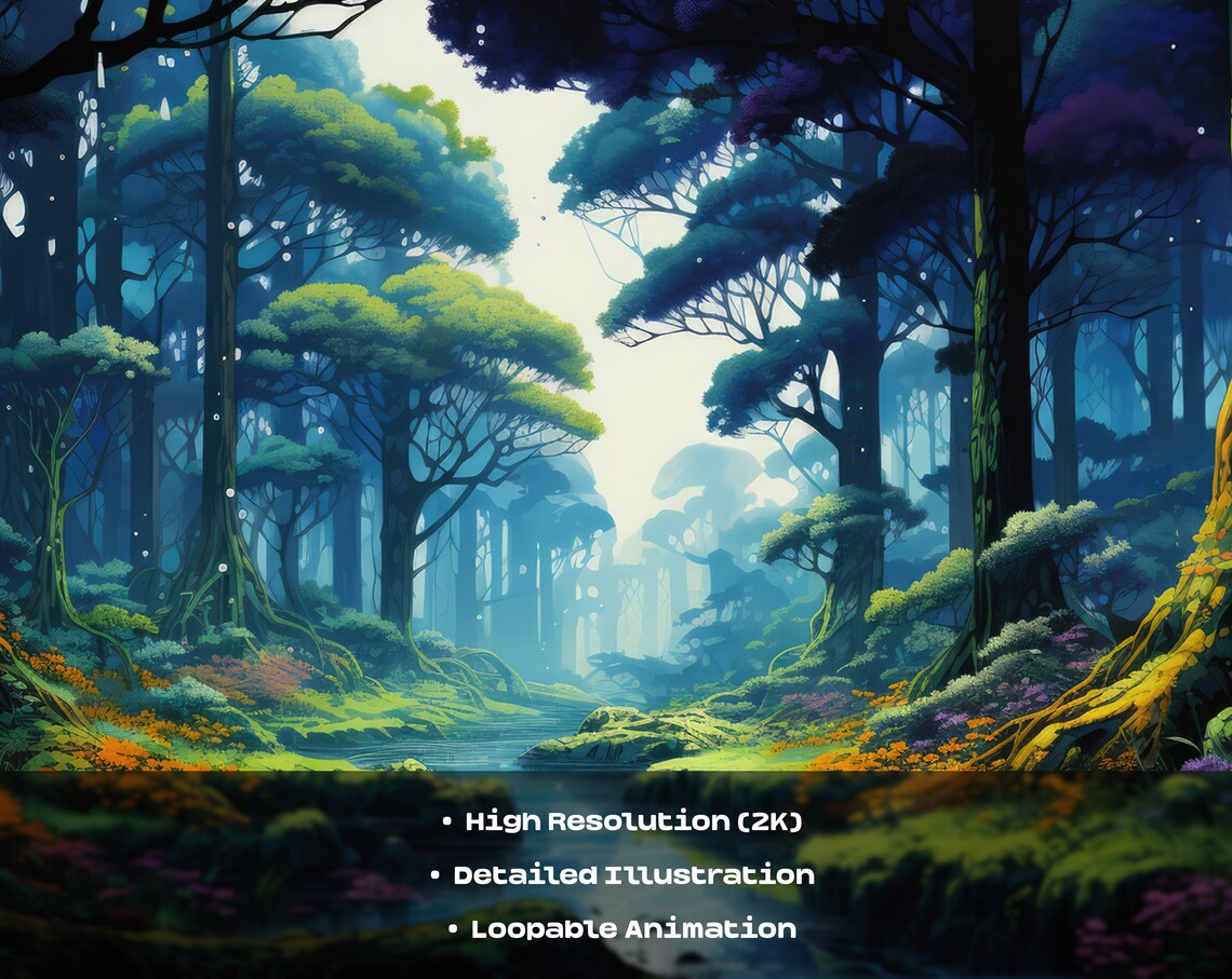 4 ANIMATED BACKGROUNDS Fantasy Forest Background Forest Looped Vtuber ...